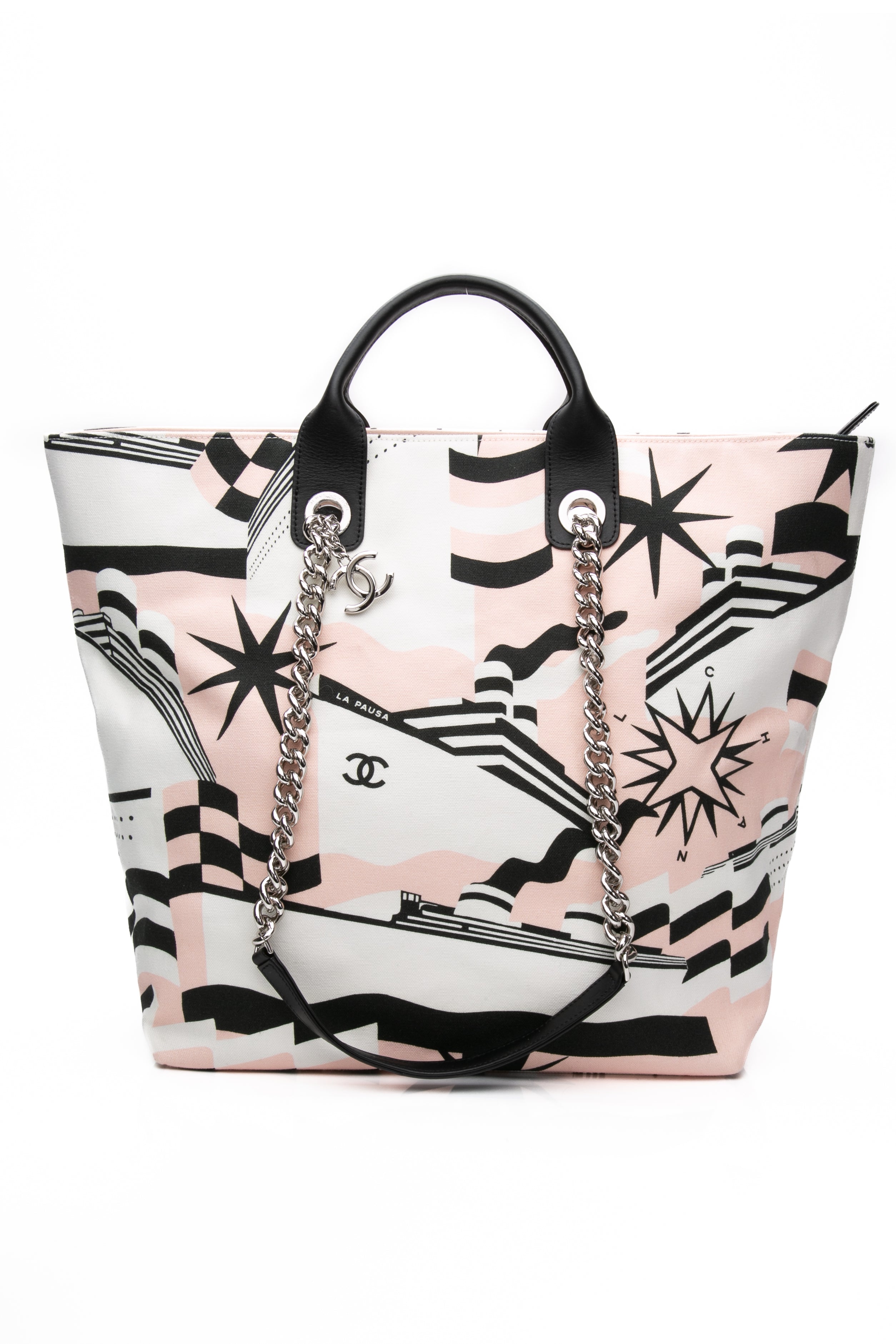 CHANEL Black, Pink, & White Canvas La Pausa Shopping Tote Bag – Luxury ...