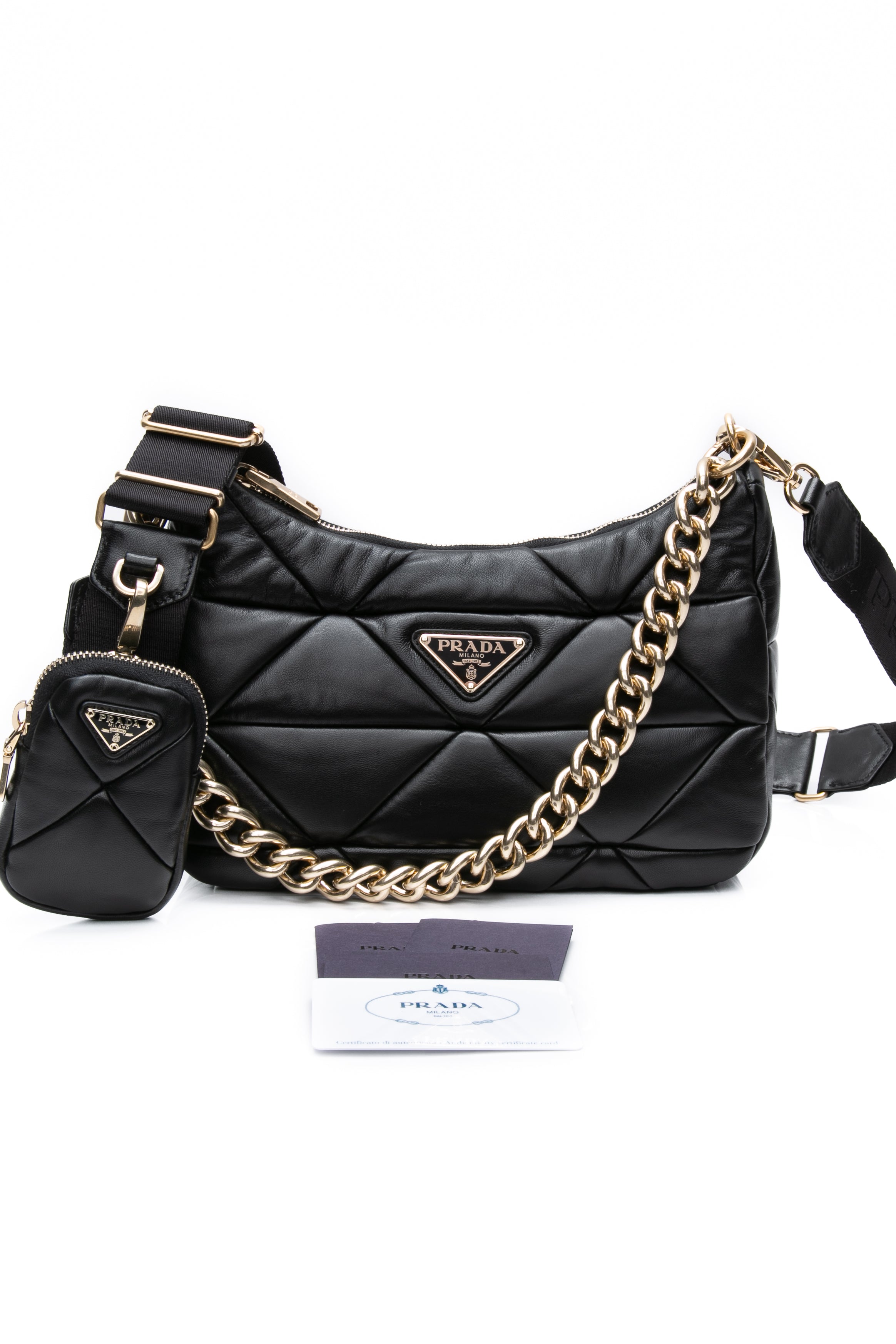 PRADA Black Leather System Re-edition Nappa Quilted Patchwork Crossbod ...